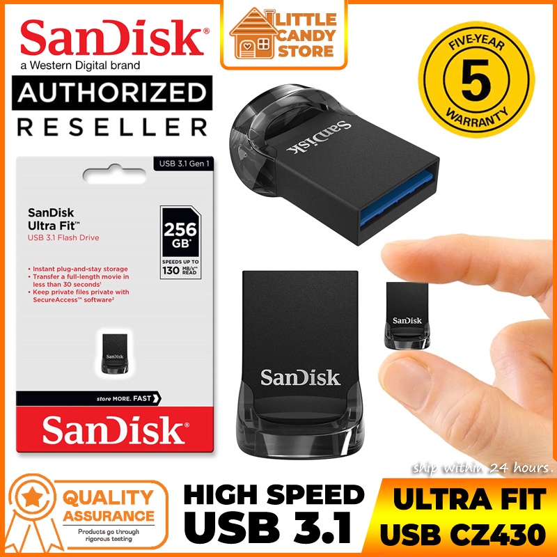 SanDisk CZ430 Ultra Fit USB 3.1 Mini USB Drive / Flash Memory 256GB ...