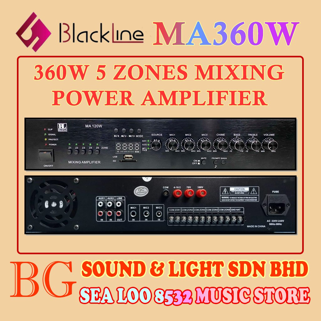 BLACKLINE MA360W 360W 5 ZONES MIXING POWER AMPLIFIER | Shopee Malaysia