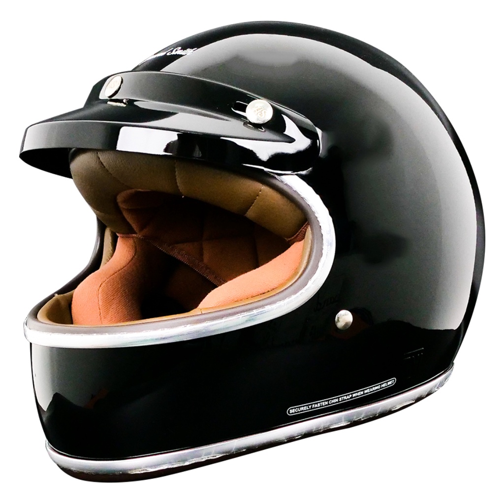 Howard Smith Racer Retro Full Face Helmet - Deep Black | Shopee Malaysia