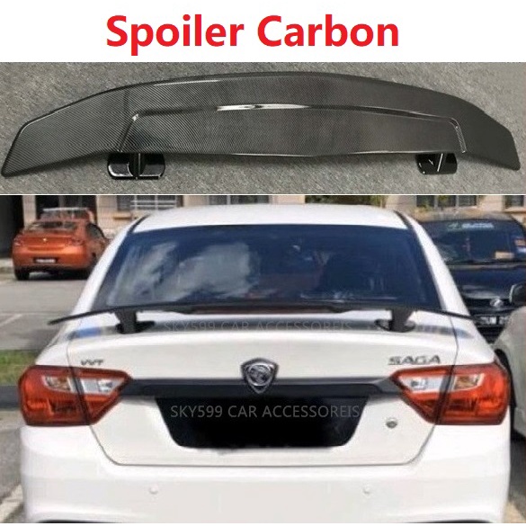 Universal Car Sedan Black Carbon Spoiler Saga Wira Waja Bezza City ...