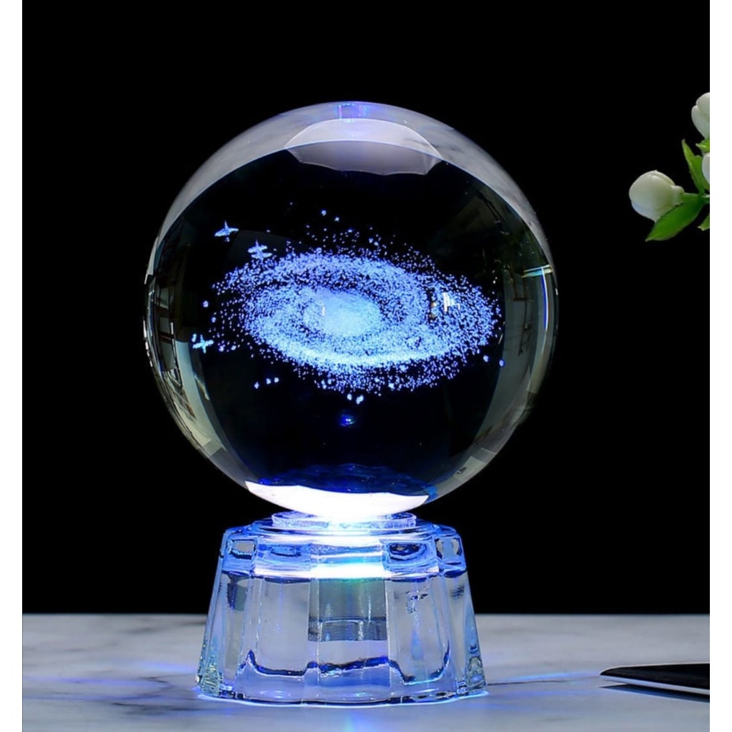 【Ready Stock】LED Night Light With Base 3D Laser Universe Moon Galaxy ...