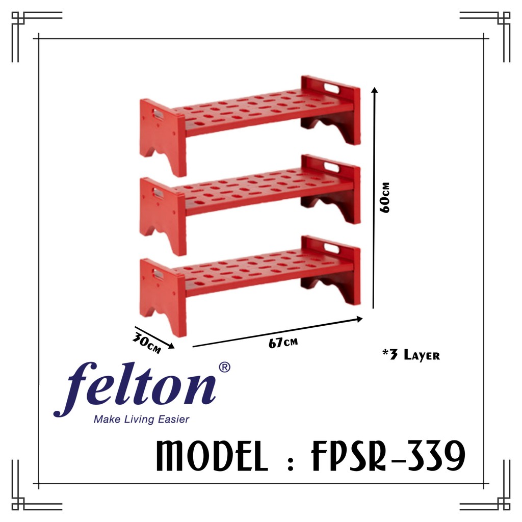 Felton FPSR 339 Plastic Shoe Rack - 3 Layer | Shopee Malaysia