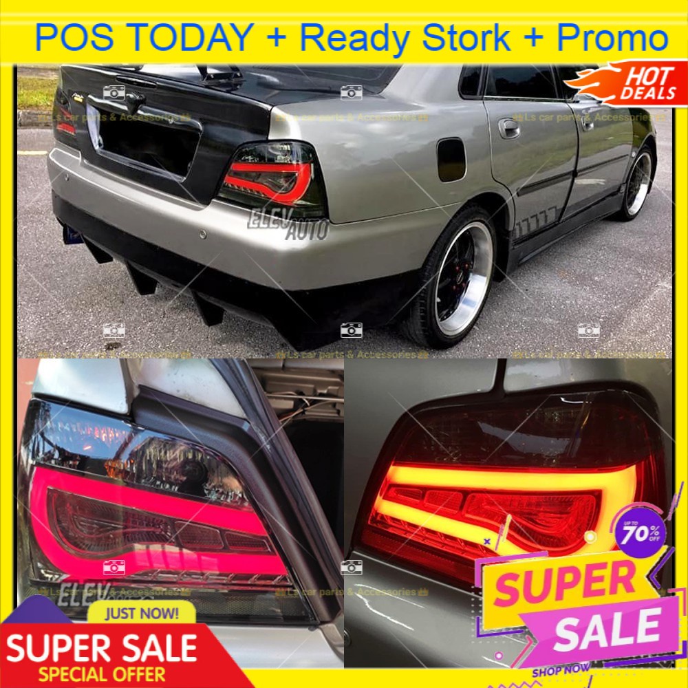 2 PCS Proton Waja LED Light Bar Tail Lamp Tail Light Red Smoke high ...