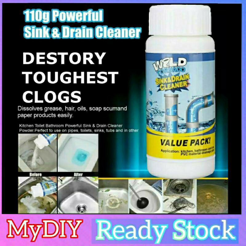 🔥Wild Tornado🔥Powerful Sink & Drain Cleaner Clog Remover Serbuk Pencuci ...