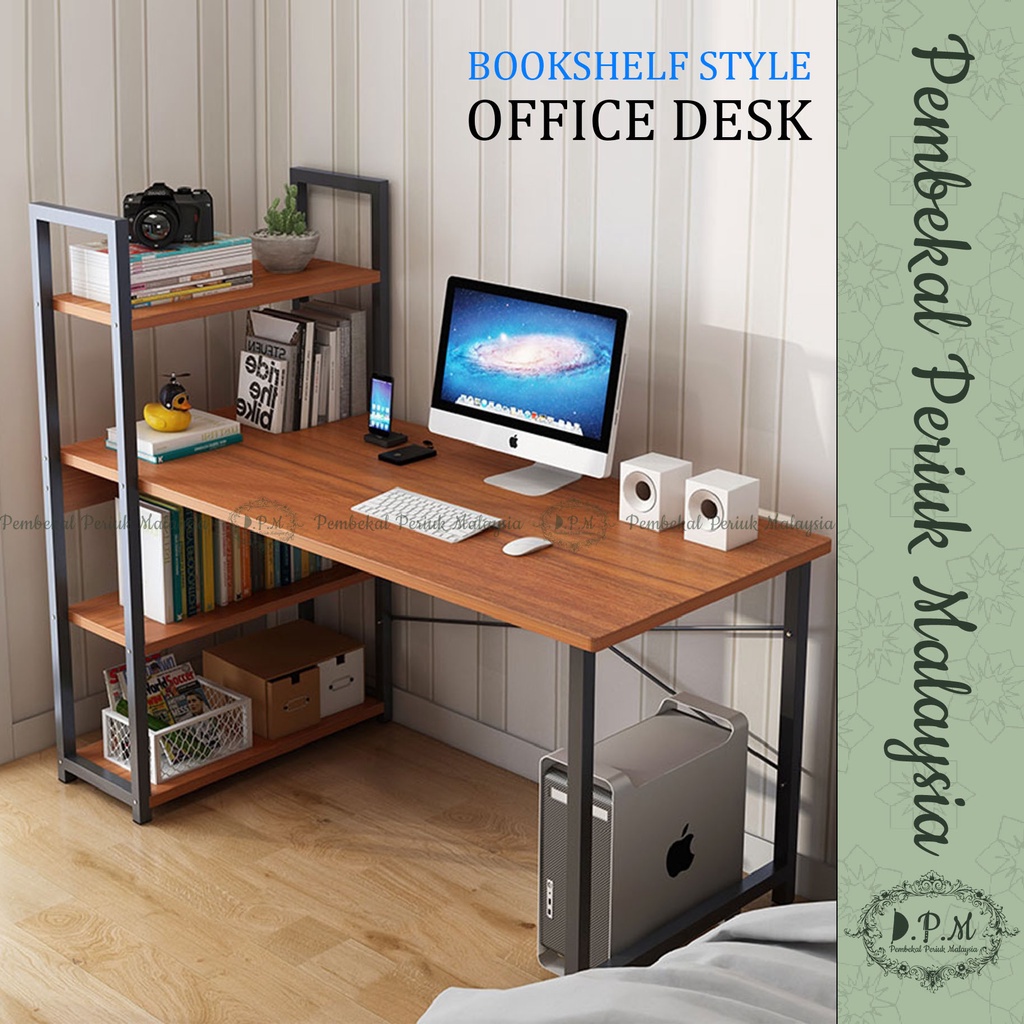 Office Table/Computer Table With Book Shelf / Meja Office Dengan Rak ...