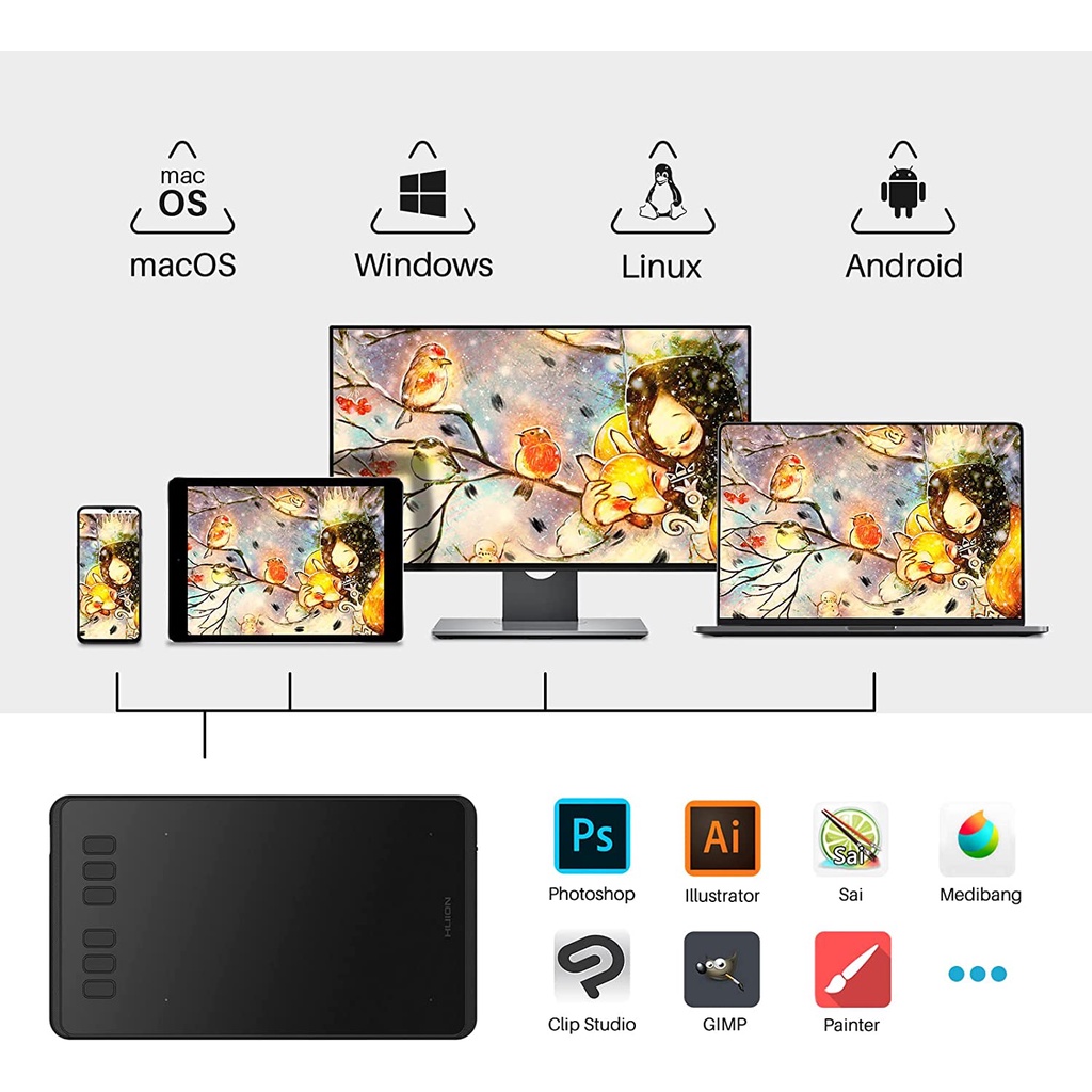 HUION Inspiroy H640P Graphic Tablets OSU Drawing Tablet with 6 Shortcut ...