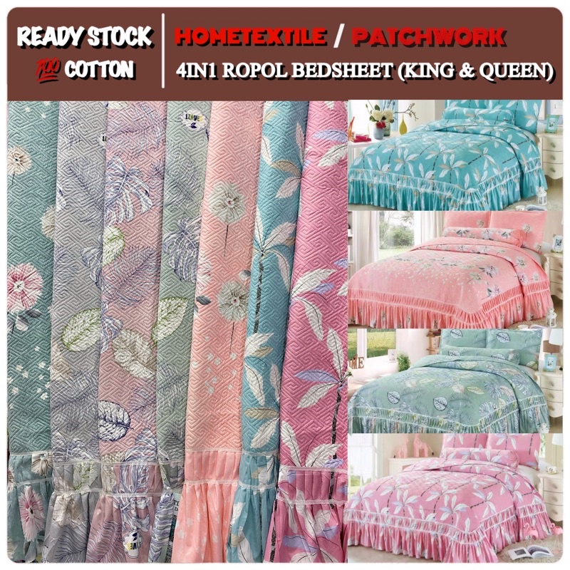 Cadar Ropol Patchwork 4 in 1 Queen & King Saiz 💯 Cotton / NEW DESIGN ...