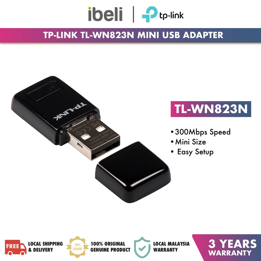 TP-Link Mini Wireless Wi-Fi USB Adapter with Soft AP N300/TL-WN823N ...