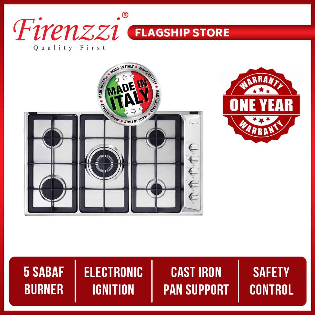 Firenzzi FH-9543 S/S Italian Stainless Steel Built-in Gas Hob (With ...