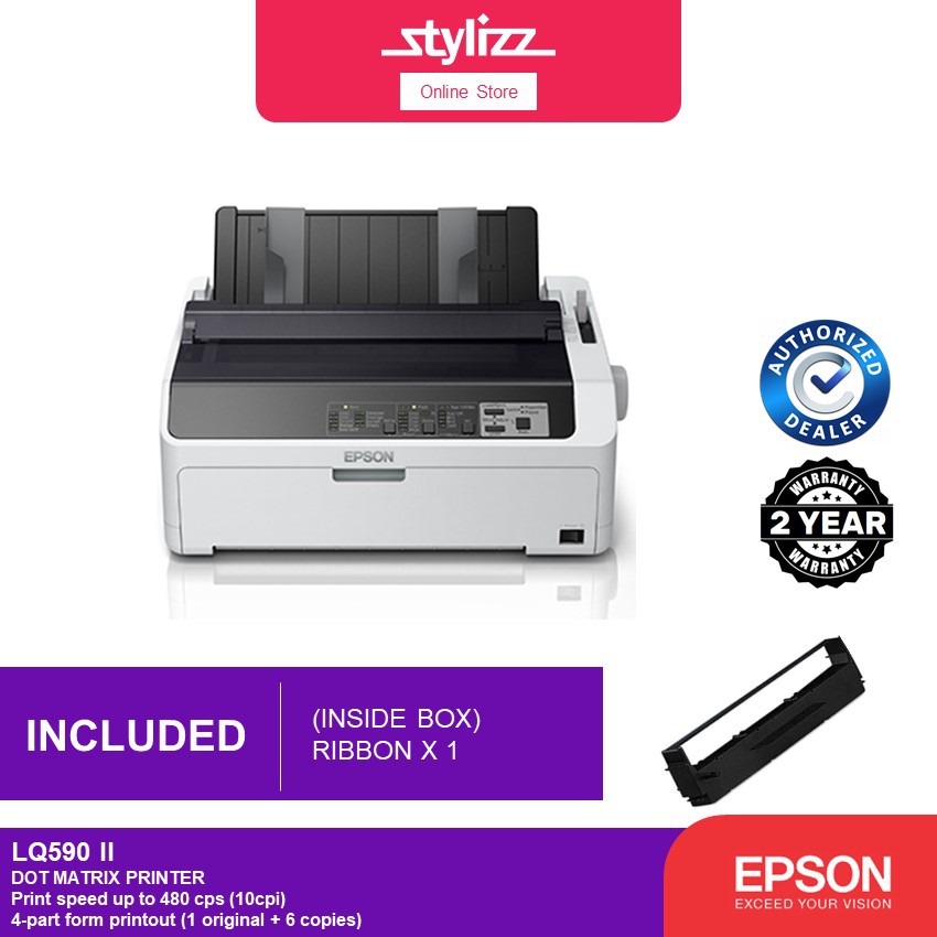Epson LQ-590II Dot Matrix Printer (24-pin, up to 487cps, 1+6 copies ...