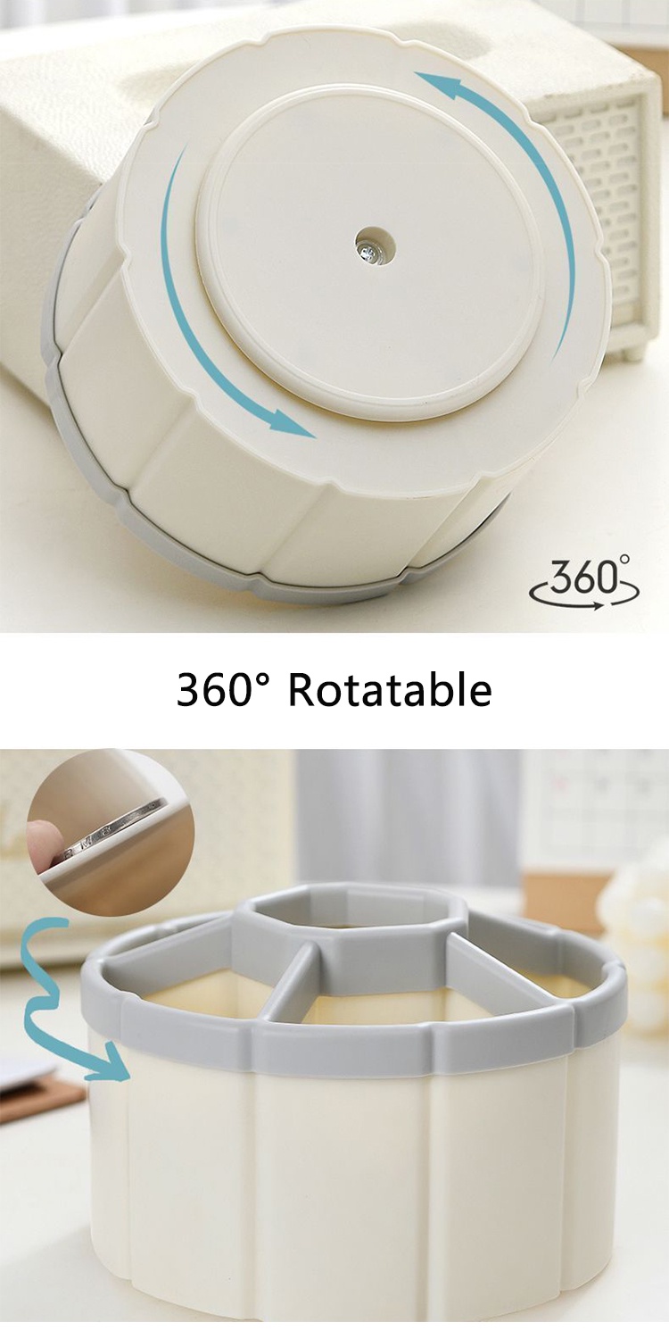 6 Grids Large Capacity Rotary Round Pen Holder Student Desktop ...
