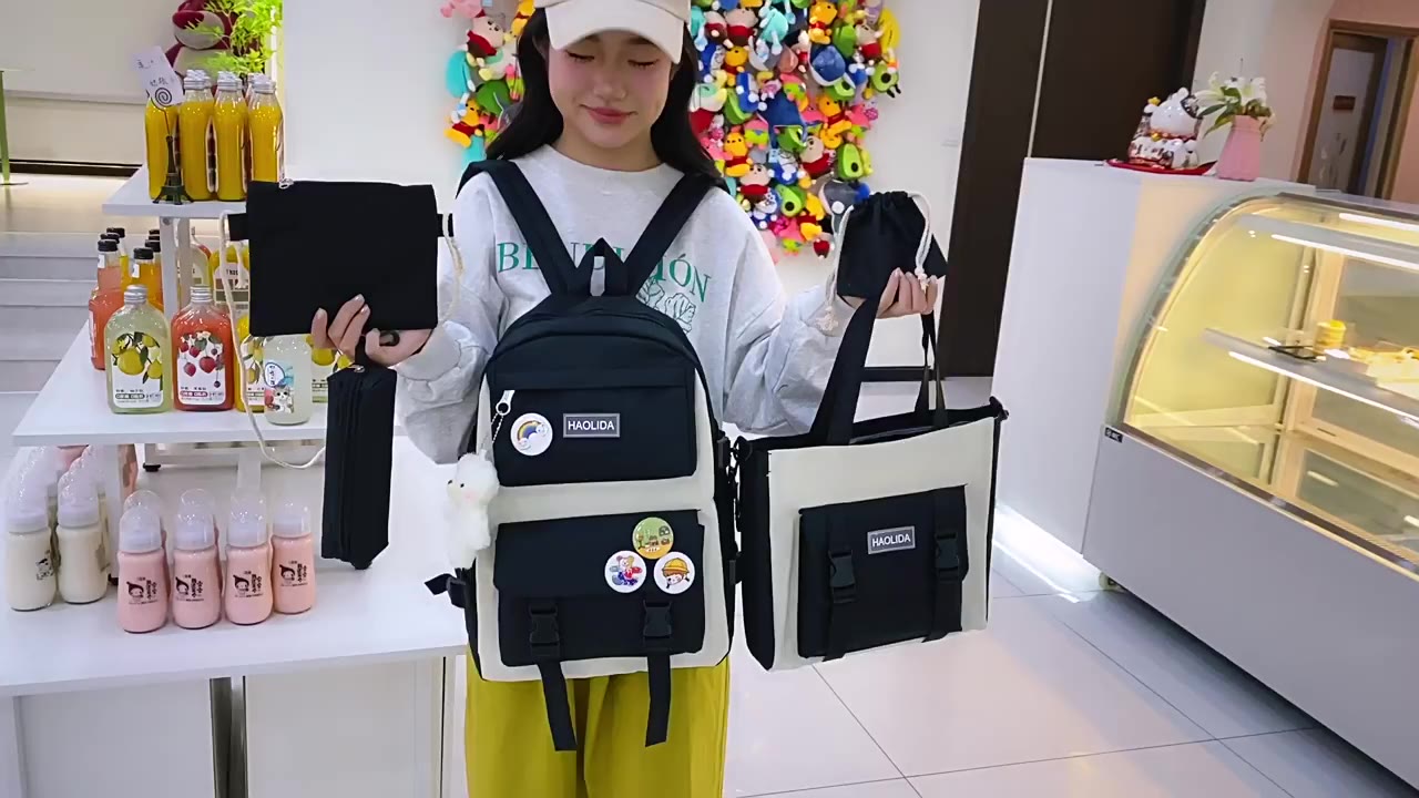 Crazy Bag Five-piece color matching schoolbag 2022 new girls' backpacks ...