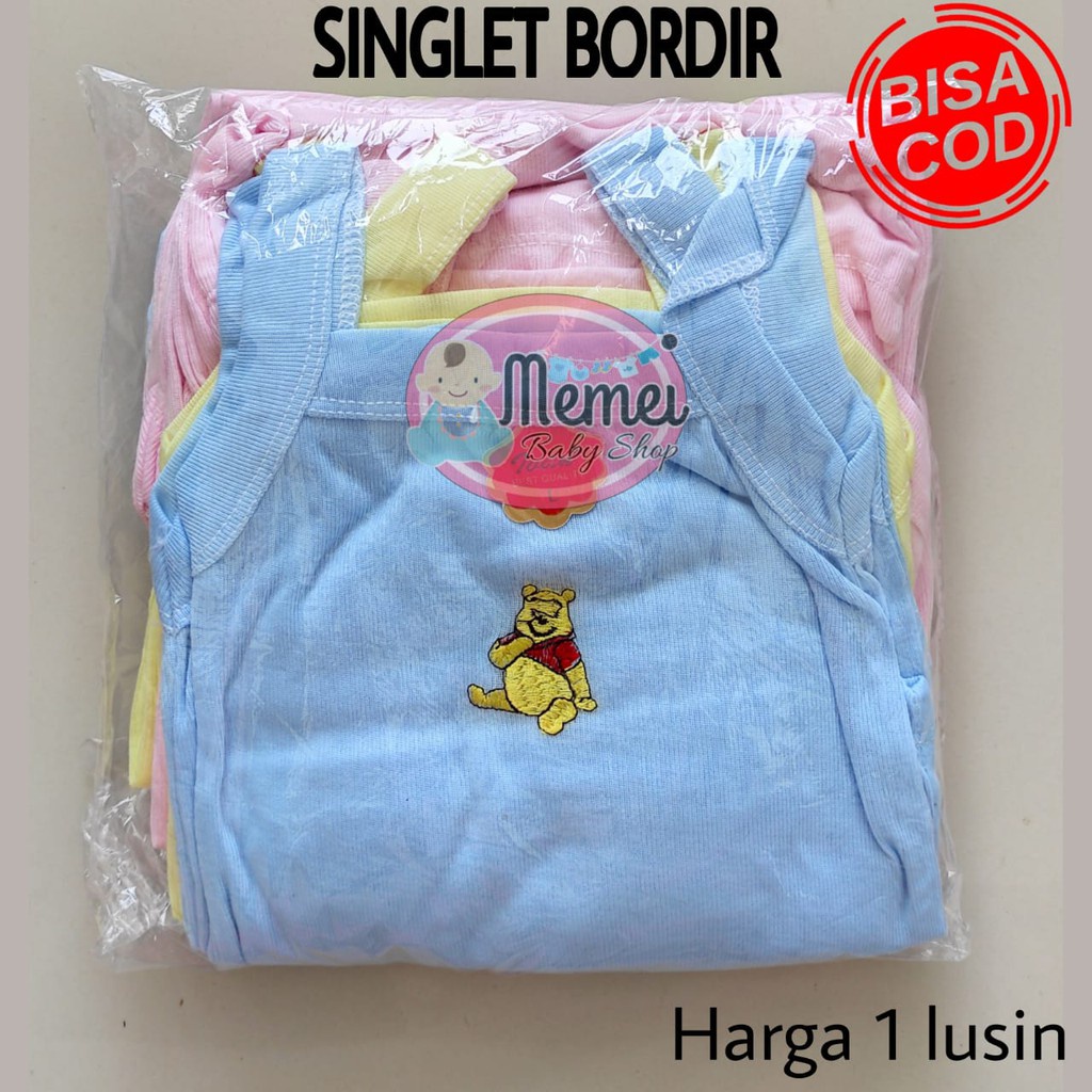 1 DOZEN (12 pcs) EMBROIDERED baby singlets sizes S / M / L / XL ...