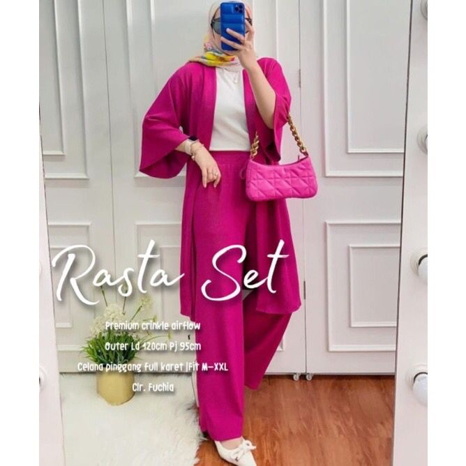 Kaleaoutfit - OUTER SET AND FANTA FUCHIA COLOR PANTS PREMIUM CRINKLE ...