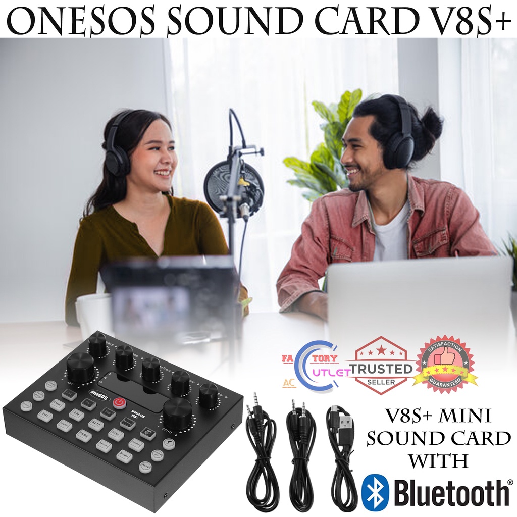 Mic Condenser SoundcardV8 V8S | V8s+ Sound Card Bluetooth Live Audio Mixer Amplifier | Shopee ...