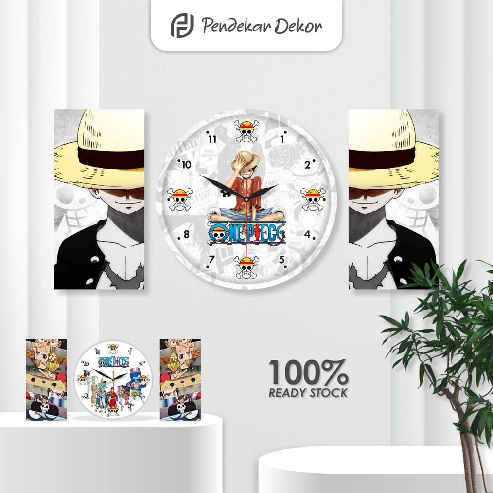LUFFY WALL CLOCK 1 SET UNIQUE WOODEN WALL DECORATION FOR BEDROOM ANIME ...