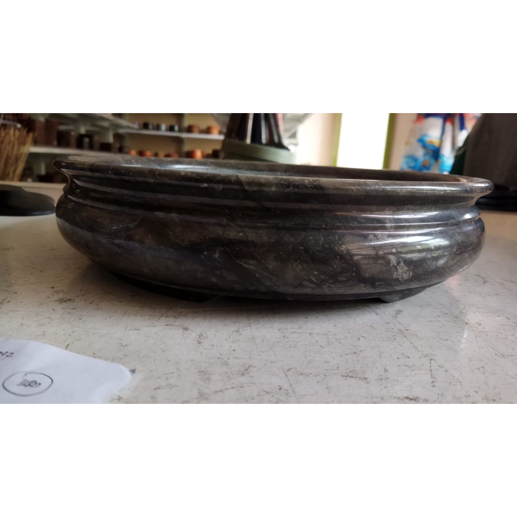 HITAM Black Round Marble Stone Bonsai Pot D= 30cm H=7,5cm | Shopee Malaysia