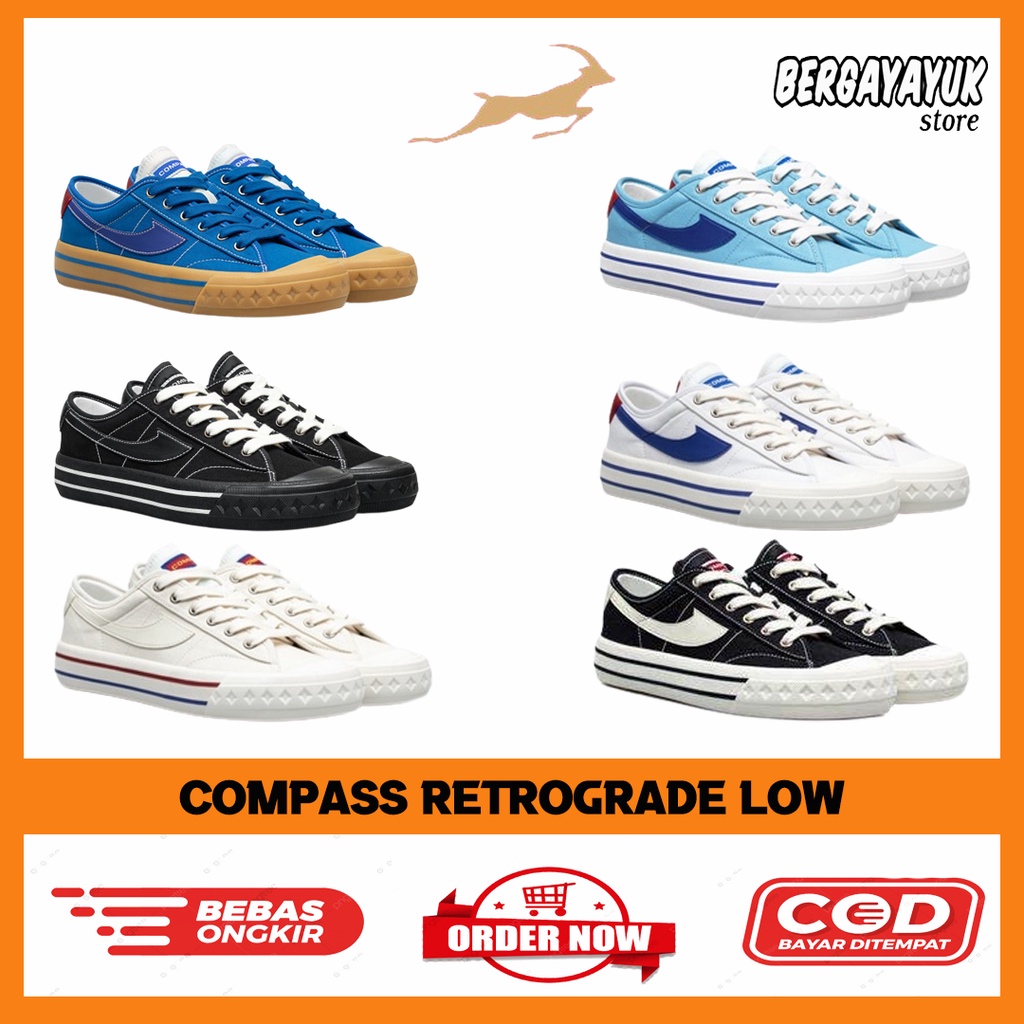 Compass Retrograde Low Black White/Cream/Blue Gum/White Blue/Double ...