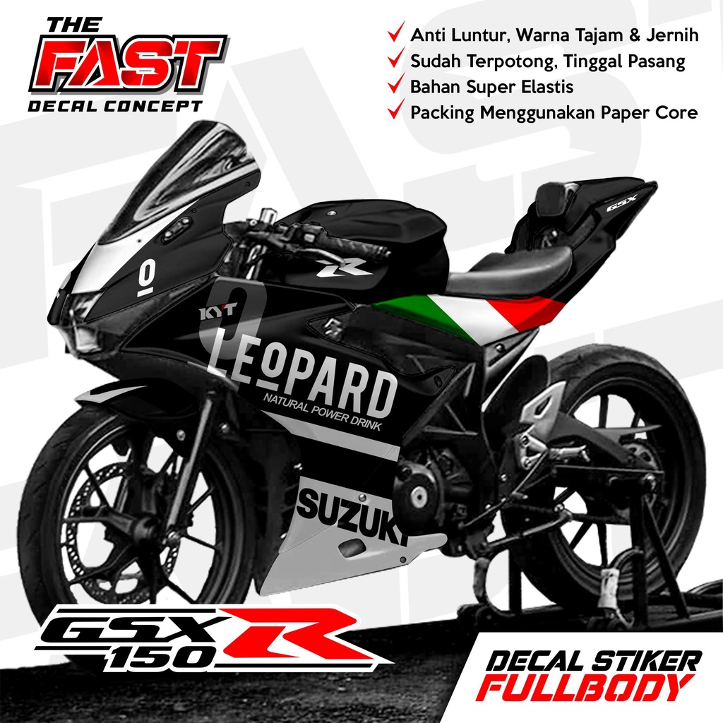 Terbaru Decal Gsx R150 Full Body Sticker Gsx R150 Leopard Racing Full ...