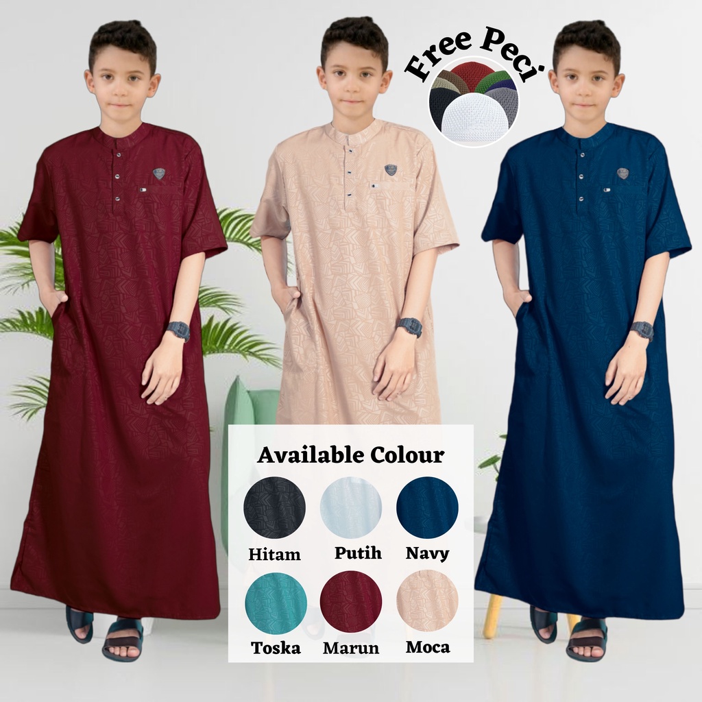 Gamis AZMI Boys NEW MOTIF/GAMIS EMBOS Short Sleeve Ages 3-14 Years ...