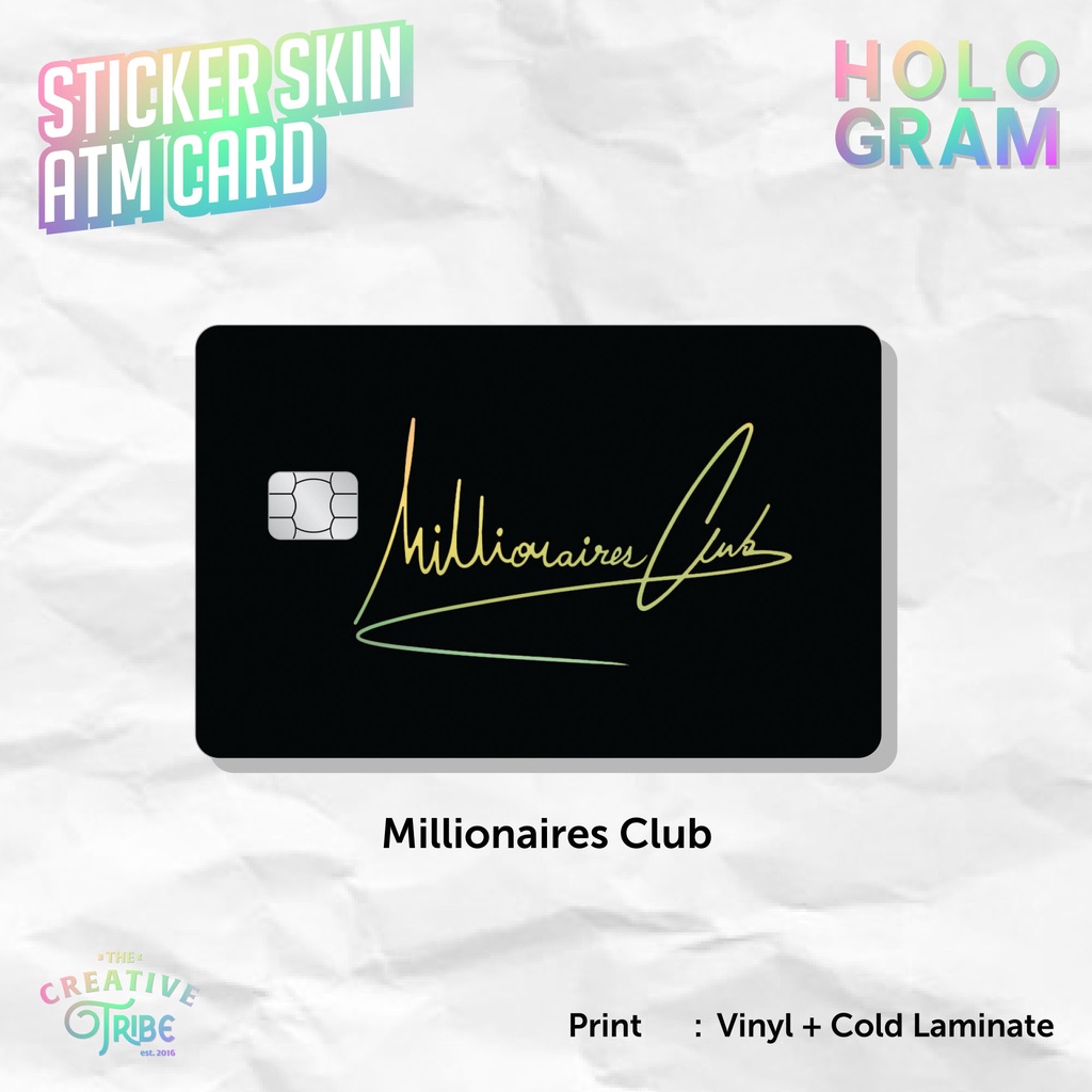 Millionaire Club - Sticker Skin Card HOLOGRAM - Vinyl ATM Debit Credit ...