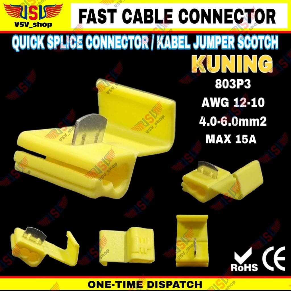 Yellow Jumper Electrical Cable Connector Scotch Lock Quick Cable ...