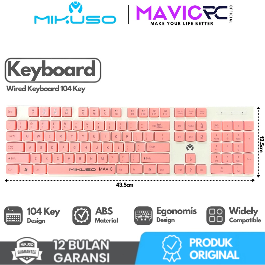 Mikuso KB-052U Wired USB Keyboard 104 Key PC Laptop Office Business ...