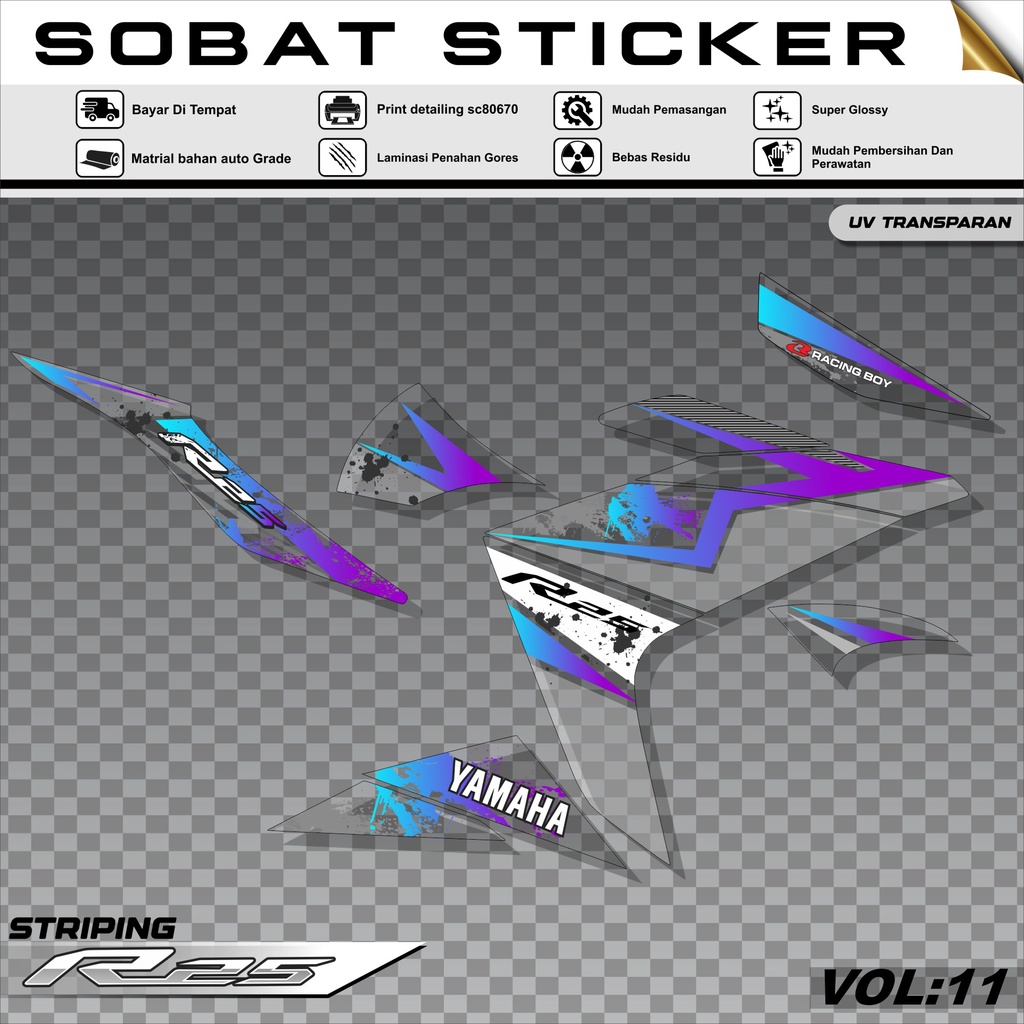 Striping R25- Transparent UV Variation STRIPING HOLOGRAM YAMAHA R25 ...