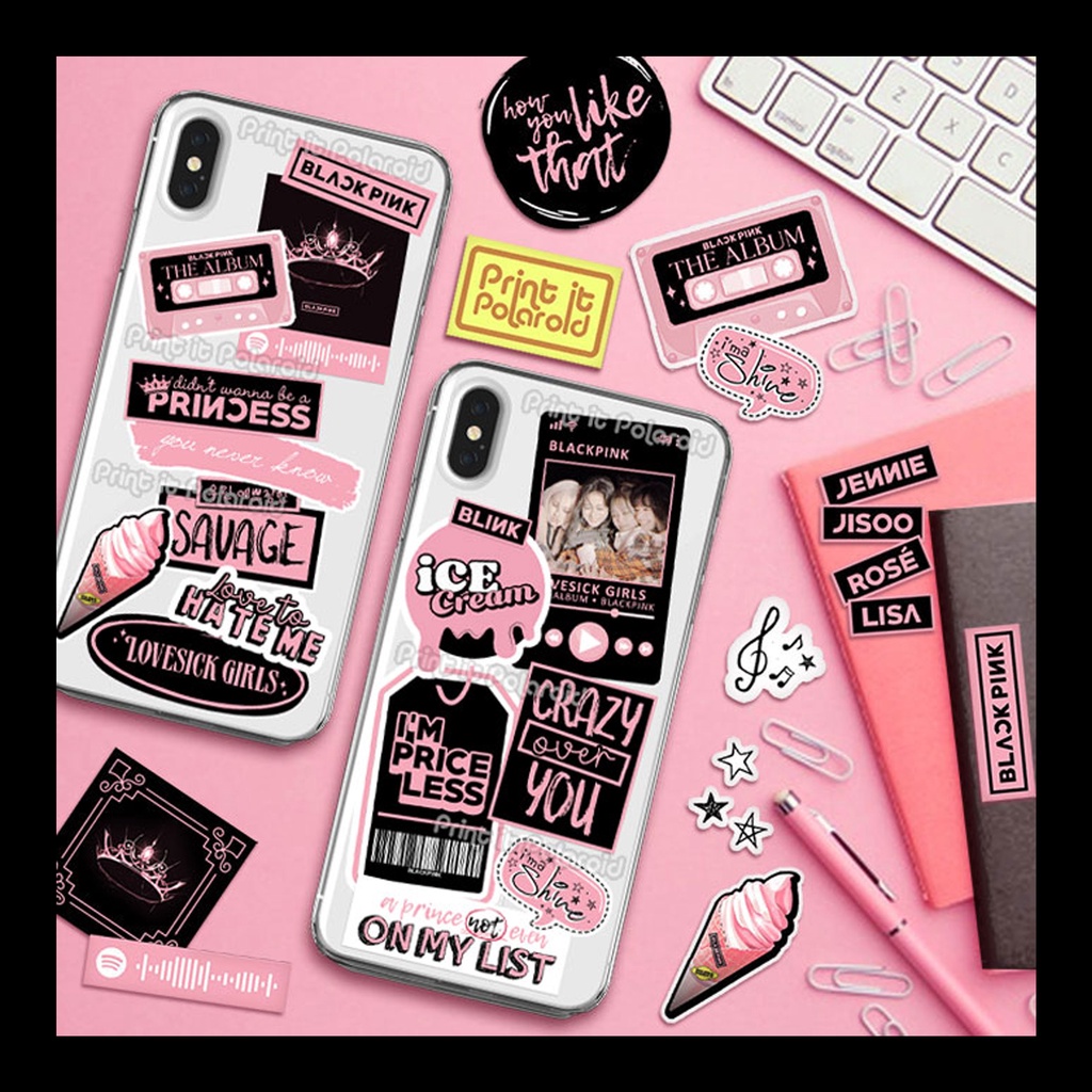 HP Korean kpop STICKERS diy sticker casing cell phone book black pink ...