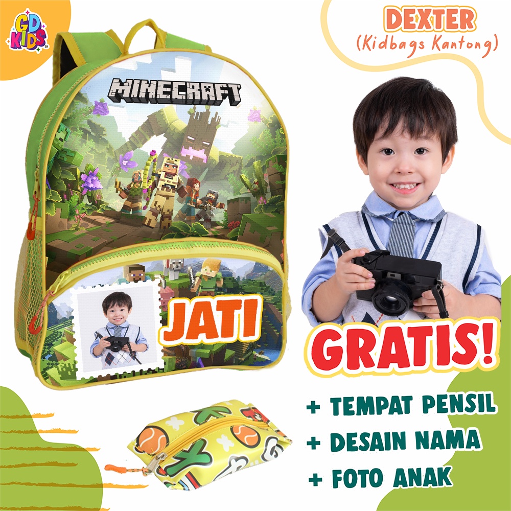 Custom Children's Backpack with Minecraft Name + Photo | Free Pencil ...