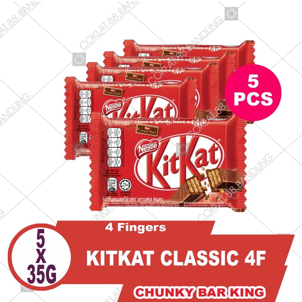 KitKat 4F Classic Chocolate Contents 5 – KitKat 4 Fingers Package Contains 5 Chocolate Wafers ...