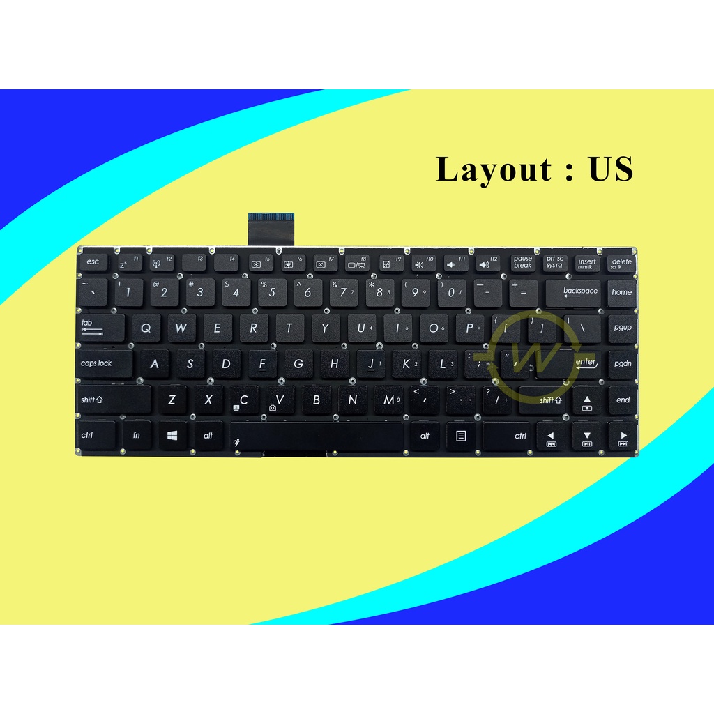 HITAM Laptop Keyboard Asus S400 A451 S400C S400CA S400E A451L A451LA ...