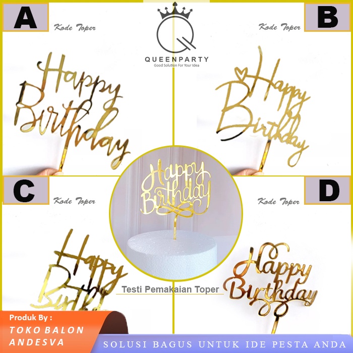 Gold acrylic hbd cake topper / Happy Birthday gold latin cake topper ...
