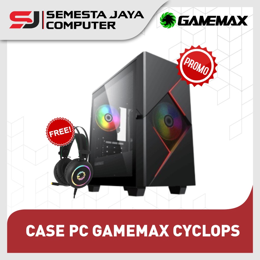 Gamemax Cyclops Black Red M-ATX PC Case with ARGB fan & PWM v1.7 ...