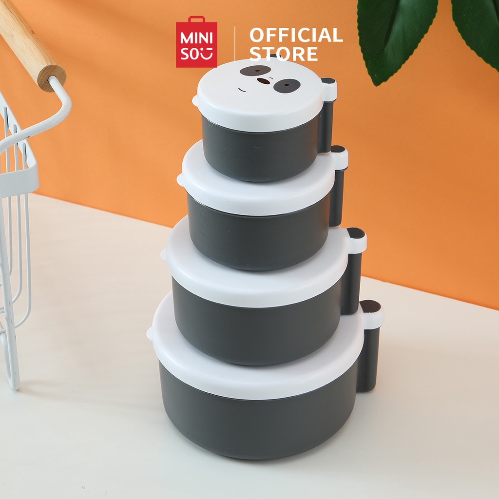 MINISO Lunch Box Place 4 Pcs Set We Bare Bears Cute Food Storage ...