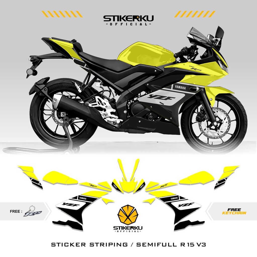 Sticker R15 V3 STRIPING SIMPLE Edition 02/YAMAHA R15V3/SEMIFULL/STOCK ...