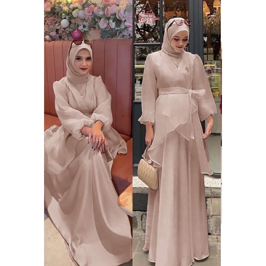 GAMIS LUCSYA OUTER FREE BROSS / GAMIS ONE SET WITH OUTER ORGANZA ...