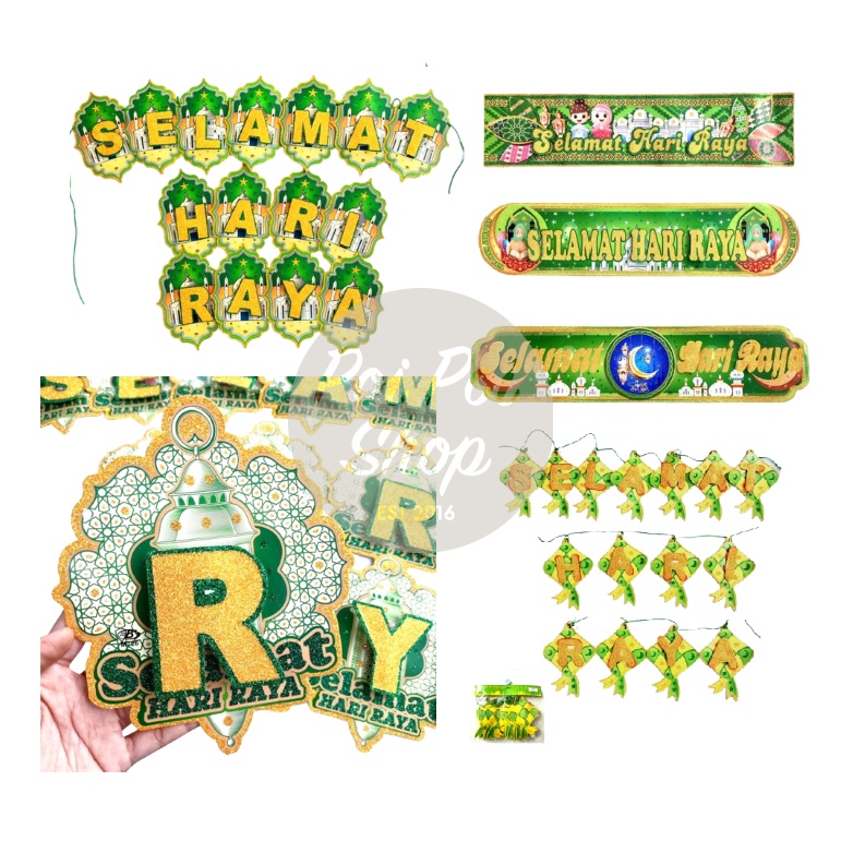 Happy Hari Raya Banner Decoration Idul Fitri Eid Ramadhan Garland Idul ...