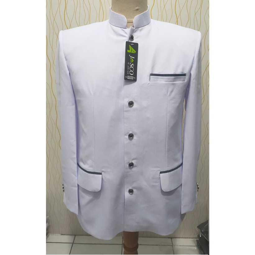 PUTIH Plain White Wool Novus Jas Koko Men's Lis Front Pocket Brand ...