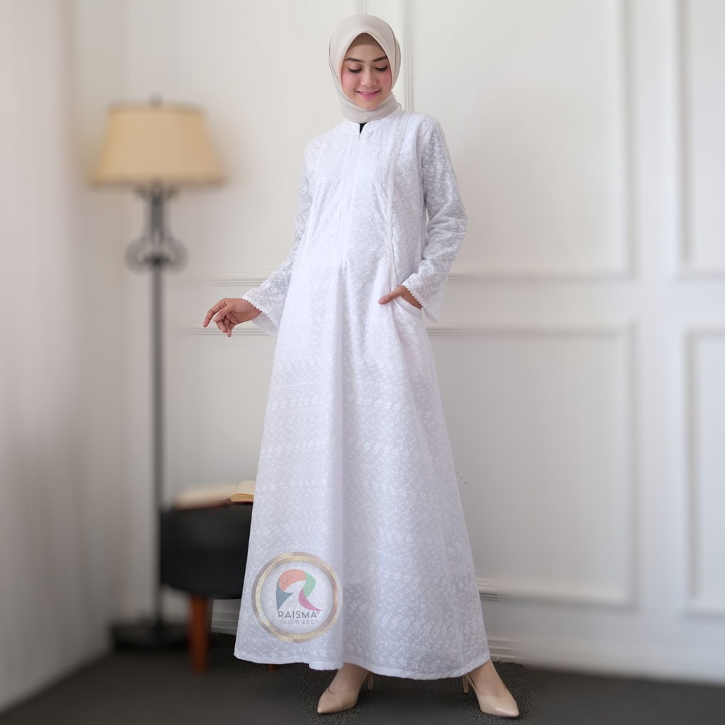 PUTIH KATUN Women's White Gamis Cotton Clothes For Eid Umrah Hajj ...