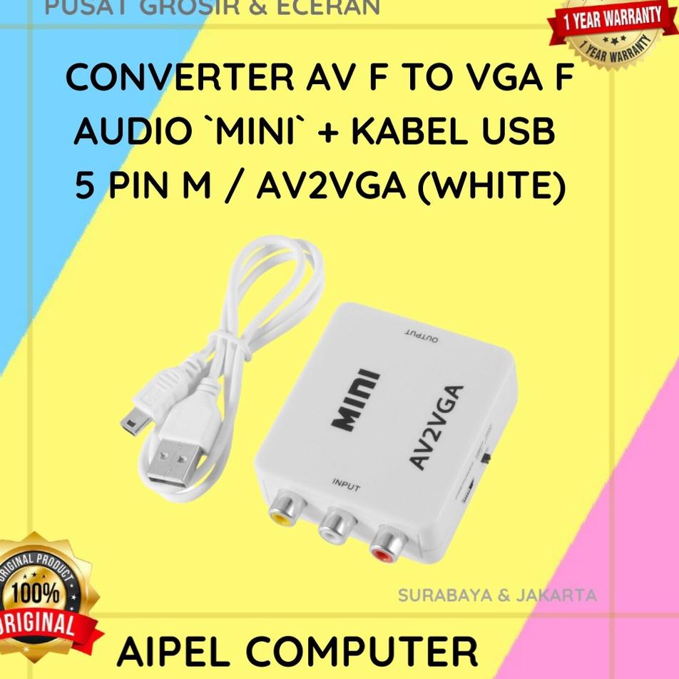 AV2VGA | AV FEMALE TO VGA FEMALE AUDIO `MINI` CONVERTER + 5 PIN MALE ...