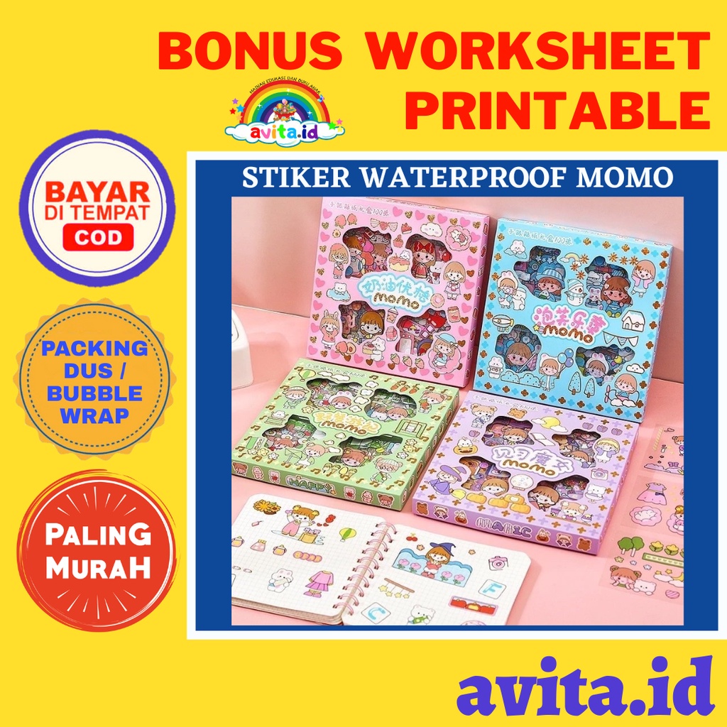 Avita.id 1 Sheet MOMO Waterproof Sticker Retail/Retail Cute Cartoon ...