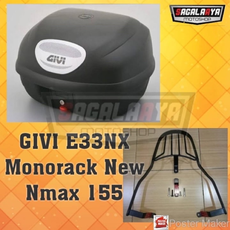 Givi E33 E33NX Box Package Monorack Gp sport Bracket Box Yamaha all New Nmax not static frame ...