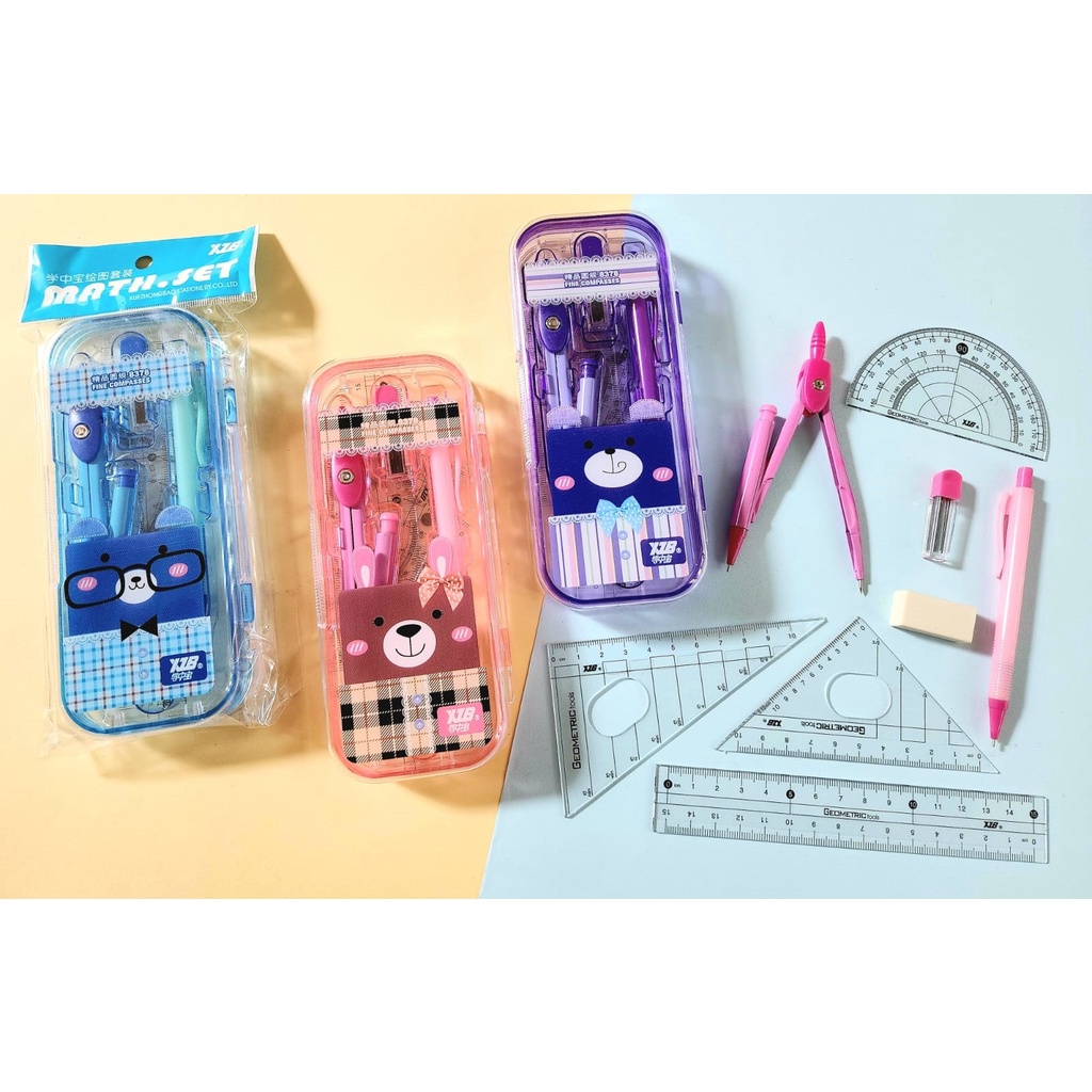 School GEOMETRY RARE SET + RULER + CUTE CASE | Shopee Malaysia