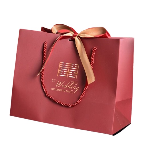 MERAH Premium Red Wedding Paper Bag + Ribbon Thick Goodie Bag Gift Box ...