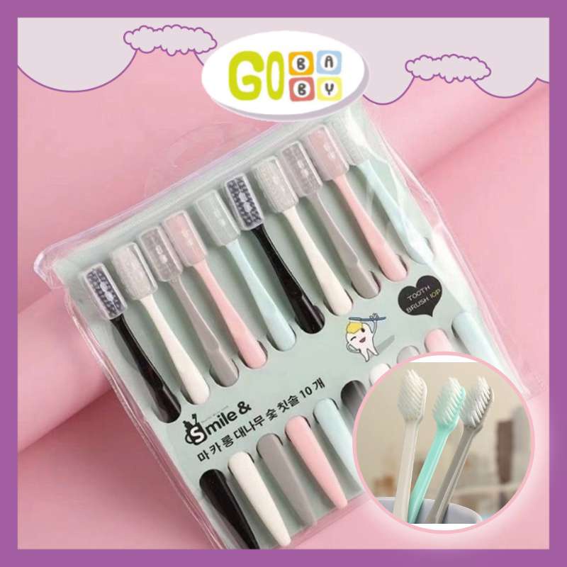 Gobabyshop SOFT ADULT TOOTHBRUSH KOREAN MODEL CONTAINS 10 | Shopee Malaysia