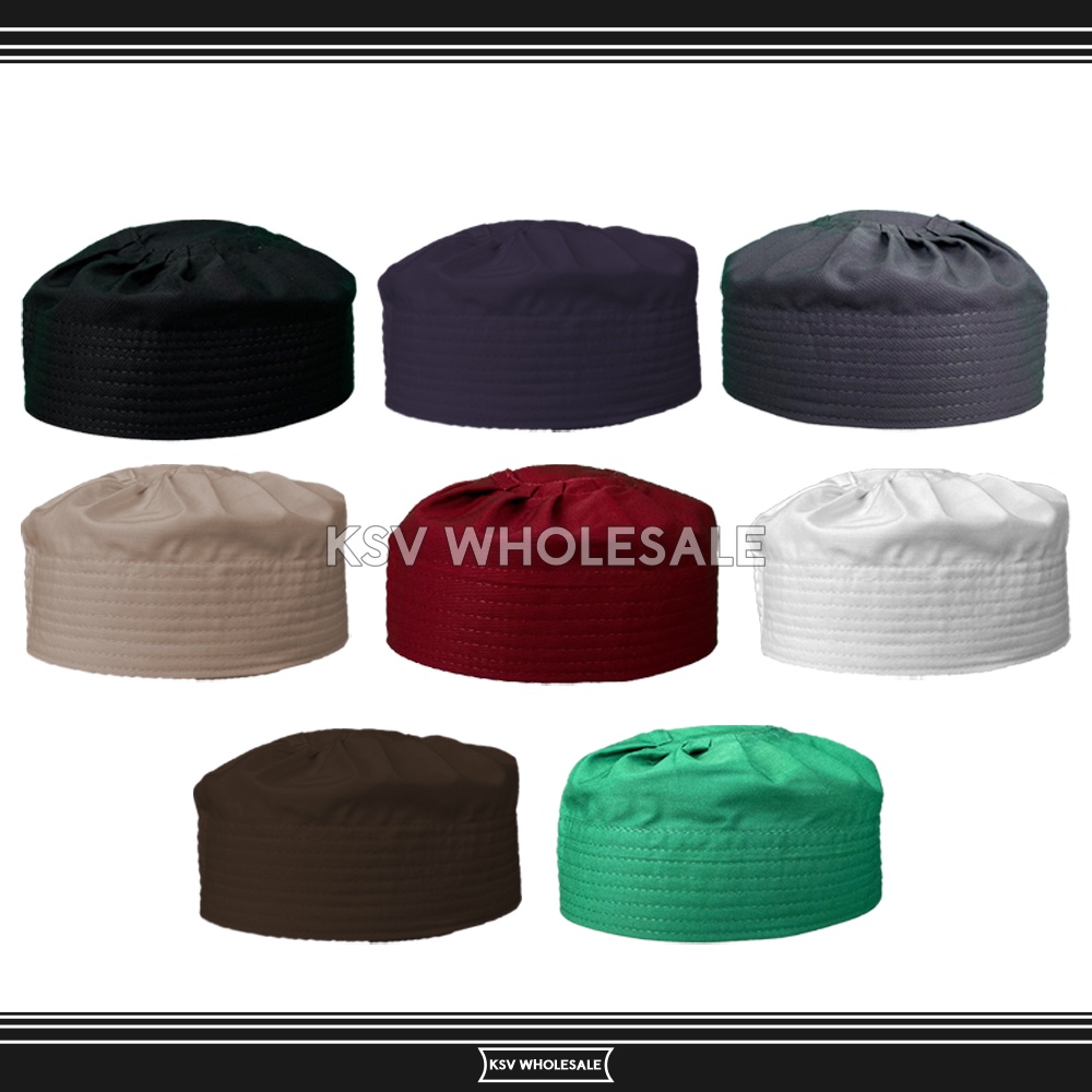 PUTIH KATUN HITAM HIJAU Peci Kopiah Plain Cotton Green Black White Gray ...