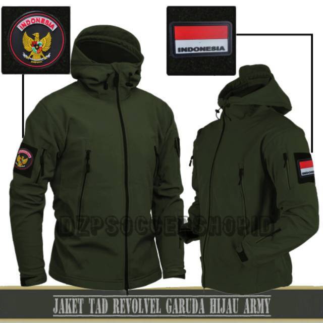 MERAH TAD Army Tactical Jacket Waterproof Free Logo Indonesia Garuda ...
