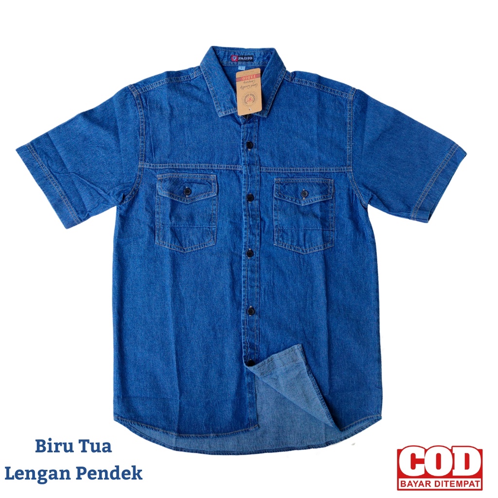 KEMEJA Men's Jeans Shirt Short Sleeve Denim Distro Casual Casual Tomiko ...