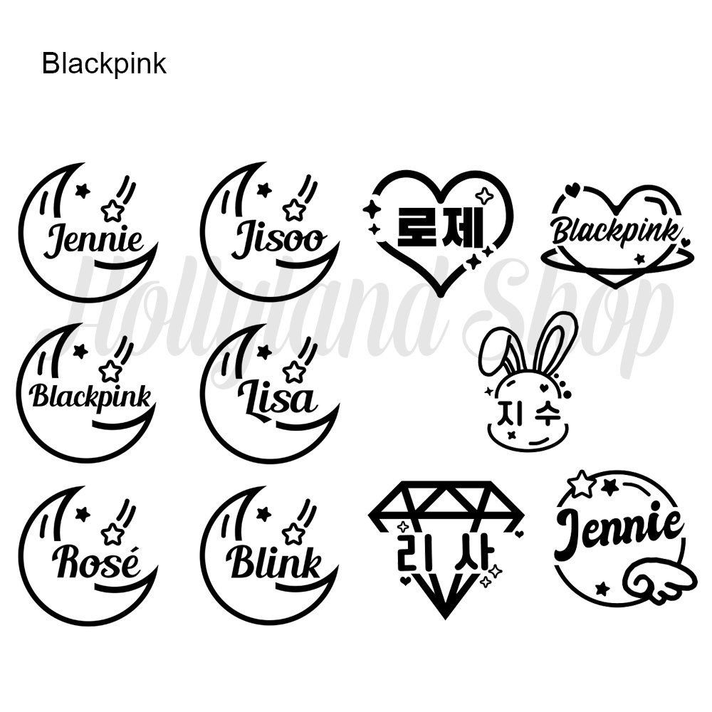 Blackpink Cutting Sticker Member Name Hangeul Lightstick (2pcs ...